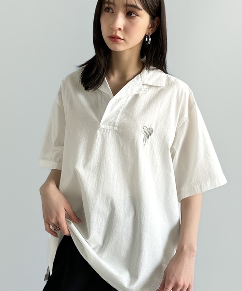 Classical Origin tシャツ 「Classical Origin」「ハートを撃ち抜く。」コットン100％リップストップ素材オープンカラーシャツ／Cotton100% R ...