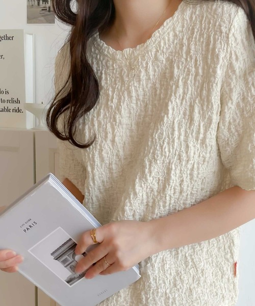 Java tシャツ 1枚でカジュアル映え。クラッシュジャガード半袖Tee レディース : ZOZOTOWN Yahoo!店 - 通販 - Yahoo!ショッピング