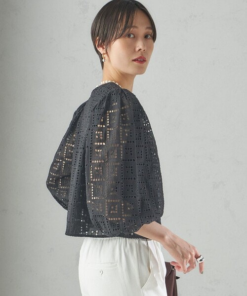 SHIPS（シップス） ブラウス シャツ 「手洗い可能」Broche スクエア