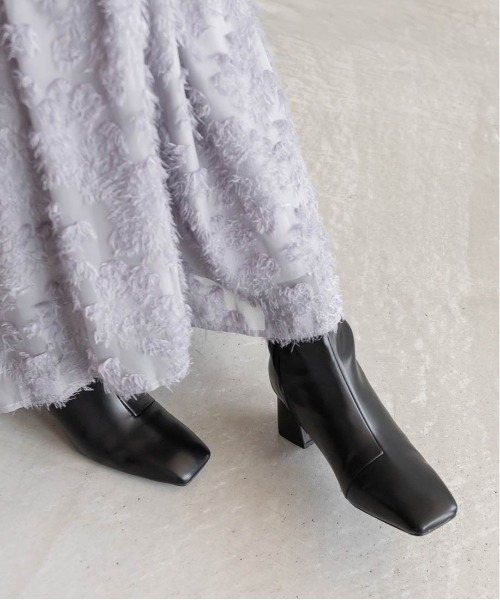 RANDA（ランダ） ブーツ 晴雨兼用 スクエアトゥチャンキーヒールブーツ