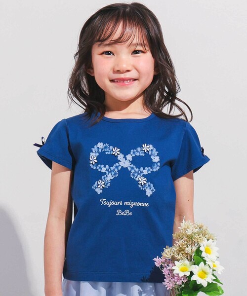 BeBe tシャツ Tシャツ フラワーリボンモチーフ天竺半袖Tシャツ(90~150cm) キッズ : ZOZOTOWN Yahoo!店 - 通販 - Yahoo!ショッピング