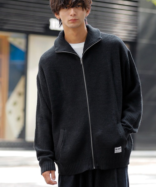 ADMIX/ATELIER SAB MEN カーディガン 「no sweat.×ADMIX/ATELIER MENコラボ」畦編み ハイネック ドライバーズ ニット ジップカーディガン メ ...