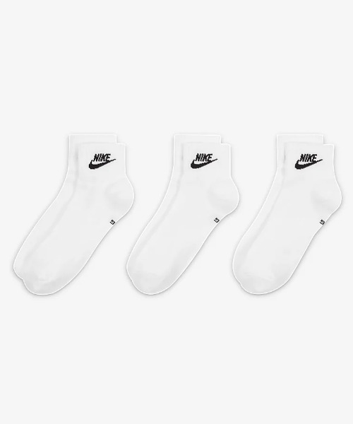 NIKE（ナイキ） 靴下 ソックス エブリデイ エッセンシャル アンクル 3足セット DX5074-101 メンズ レディース ...