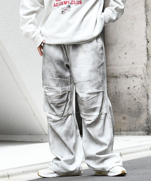 Starting Over ジーンズ vintage like spray Discharge printing loose fit ...