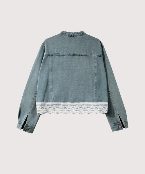 LA POMME petit デニムジャケット gジャン Cropped Lace Docking Denim Jacket レディース : ZOZOTOWN Yahoo!店 - 通販 ...