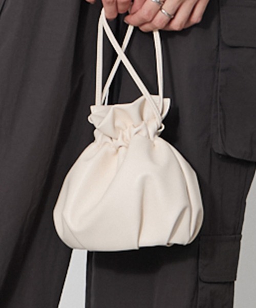 VQ ショルダーバッグ バッグ Vegan Leather Shoulder Drawstring Bag / フェイクレザーショルダー巾着バッグ (2WA : ZOZOTOWN Yahoo ...