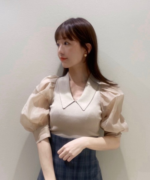 Yahoo!オークション - 「SNIDEL」 7分袖ニット ONE SIZE ホワイト レデ...