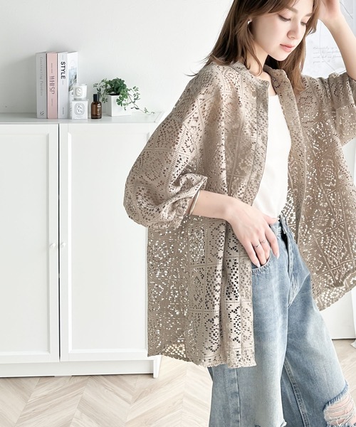 Yahoo!オークション - 「classicalelf」 7分袖ブラウス MEDIUM チャコ...