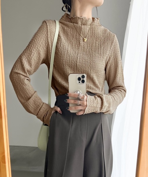 classicalelf tシャツ Tシャツ 大人のこなれ感。2wayポコポコメローハイネックトップス レディース : ZOZOTOWN Yahoo!店 - 通販 - Yahoo!ショッピング