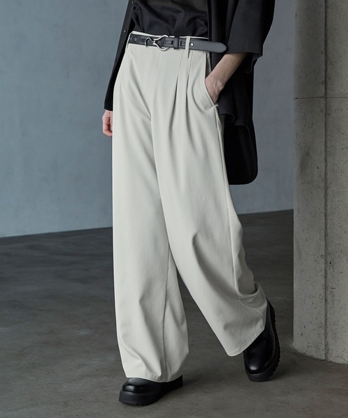 パンツ スラックス メンズ 「SERACE」Loose drape two tuck easy wide pants / ルーズドレープ2タックイージ :80386811:ZOZOTOWN ...