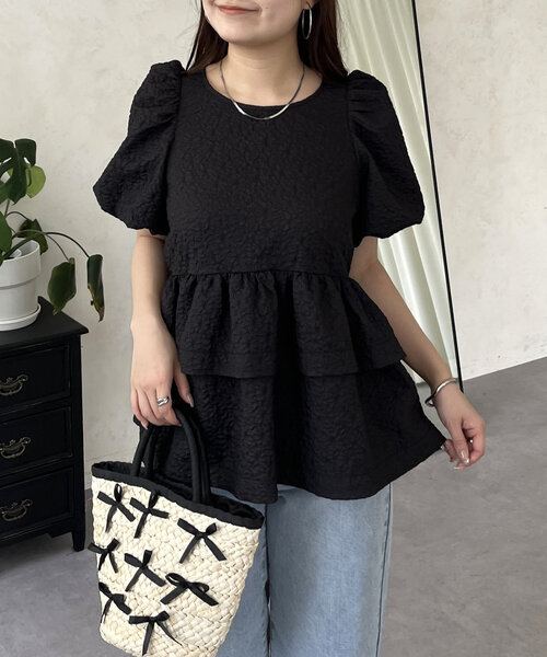 prose verse ブラウス シャツ Wフリルバルーンパフスリーブペプラムブラウス レディース : ZOZOTOWN Yahoo!店 - 通販 - Yahoo!ショッピング