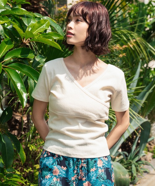 anap mimpi tシャツ カット ジャガード 前後2WAY カシュクール 半袖 トップス レディース : ZOZOTOWN Yahoo!店 - 通販 - Yahoo!ショッピング