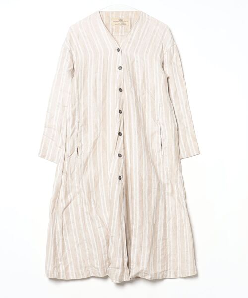 nest Robe 「nest Robe」 ストライプ柄長袖ワンピース - ベージュ レディース : ZOZOTOWN Yahoo!店 - 通販 - Yahoo!ショッピング