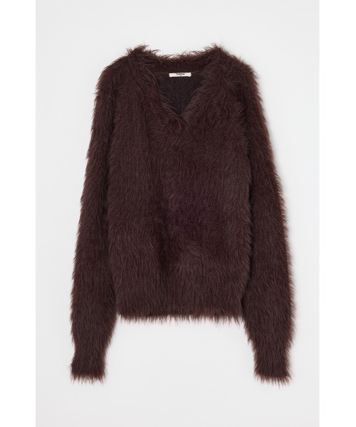 THROW by SLY ニット セーター SHAGGY V/N TUCK PUFF TOPS シャギー V