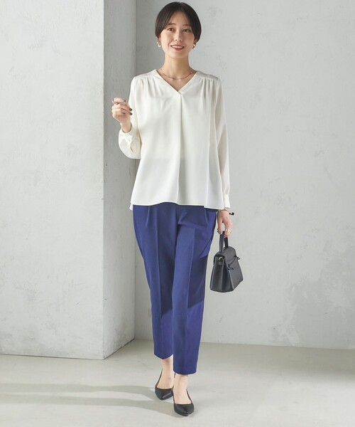 SHIPS（シップス） ブラウス シャツ 「手洗い可能」バックサテン V