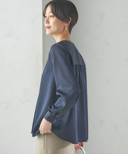 SHIPS（シップス） ブラウス シャツ 「手洗い可能」バックサテン V