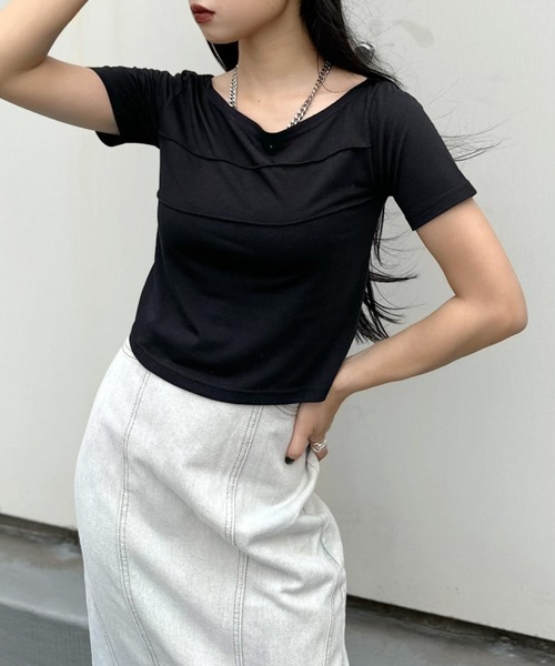 tシャツ Tシャツ 【ZOZOTOWN限定】2way seam design off-the-shoulder tops / 2wayシーム ...