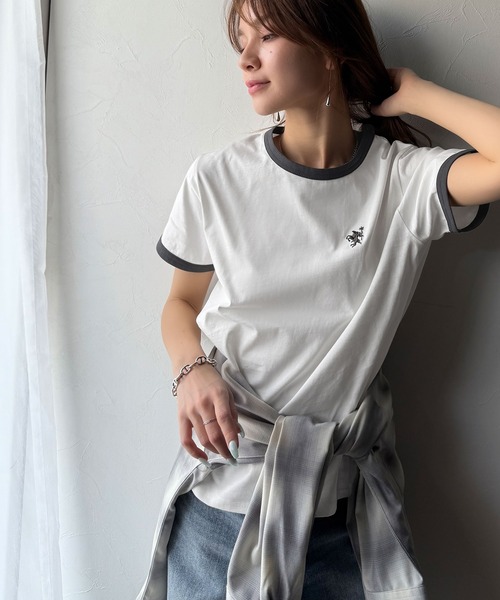 classicalelf tシャツ Tシャツ デイリースタイルをアップデート。オーガニックコットン混 綿100％胸刺繍リンガーTシャツ レディース : ZOZOTOWN Yahoo!店 ...