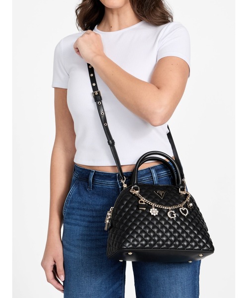 GUESS ショルダーバッグ バッグ EVERLEE Dome Satchel サッチェル レディース : ZOZOTOWN Yahoo!店 ...