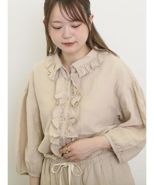 Samansa Mos2 ブラウス シャツ 「Cross×Linen」フリルブラウス レディース : ZOZOTOWN Yahoo!店 - 通販 - Yahoo!ショッピング