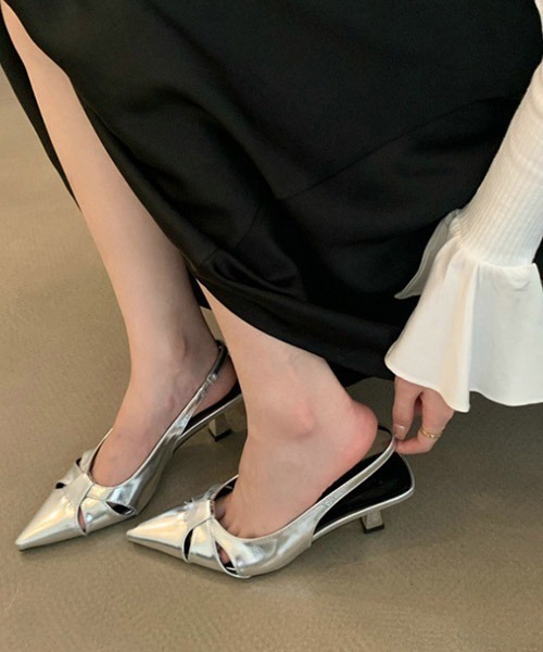 Yahoo!オークション - 「SVEC」 ヒールサンダル 39 シルバー レディー...