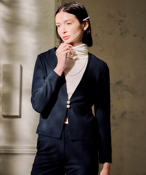 「JENNE」 ノーカラージャケット MEDIUM ネイビー レディース :85714854:ZOZOTOWN Yahoo!店 - 通販 - Yahoo!ショッピング