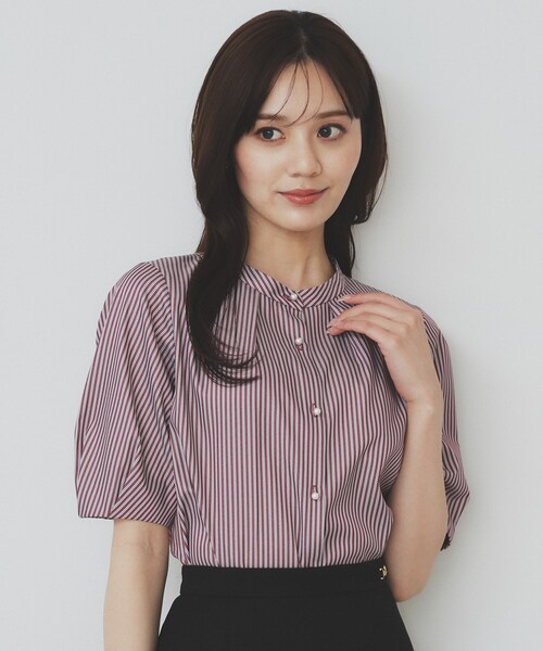 index ブラウス シャツ バンドカラータックブラウス「洗濯機洗い可/イージーアイロン/防シワ」 レディース : ZOZOTOWN Yahoo!店 - 通販 - Yahoo!ショッピング