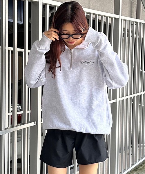 INTERPLAY（インタープレイ） ポロシャツ ポロ 「INTERPLAY」Script EMB. LOGO Half Zip Pull Over Sweat レディース メンズ ...