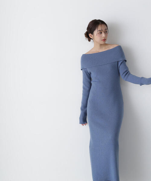 NATURAL BEAUTY BASIC 「NATURAL BASIC」 ニットワンピース MEDIUM ブルー レディース ...