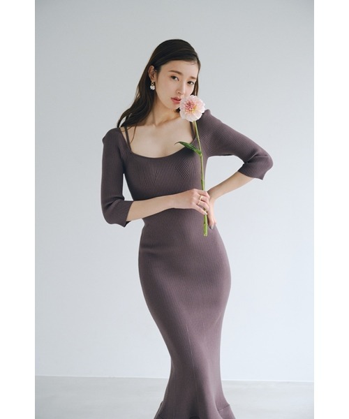 Yahoo!オークション - 「SNIDEL」 ニットワンピース ONE SIZE ブラウン...