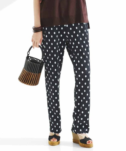 IEDIT パンツ IEDIT テーパードシルエットがキレイ見えするらくちんプリーツのドットパンツ「ブラック」 レディース : ZOZOTOWN Yahoo!店 - 通販 - Yahoo!ショッピング