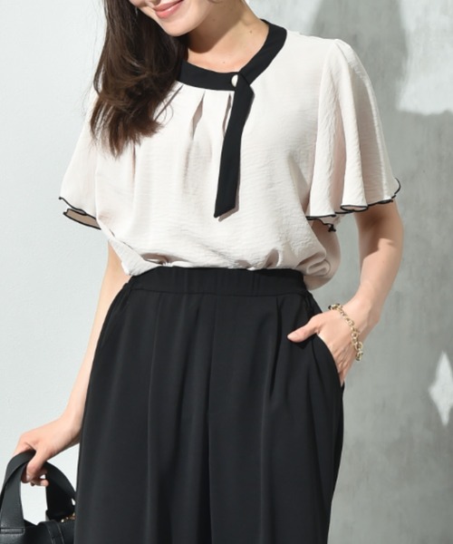 INTERPLANET ブラウス シャツ 「接触冷感・UV」ポーラ衿元配色ゴールド釦ブラウス レディース : ZOZOTOWN Yahoo!店 - 通販 - Yahoo!ショッピング