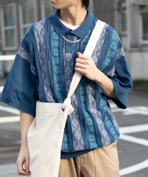 NYLAUS 「NYLAUS」 「vintage patina」半袖ニット L ブルー メンズ : ZOZOTOWN Yahoo!店 - 通販 - Yahoo!ショッピング