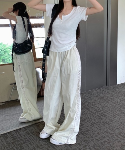 by muni:r パンツ シースルーレースラインバンディングパンツ レディース : ZOZOTOWN Yahoo!店 - 通販 ...