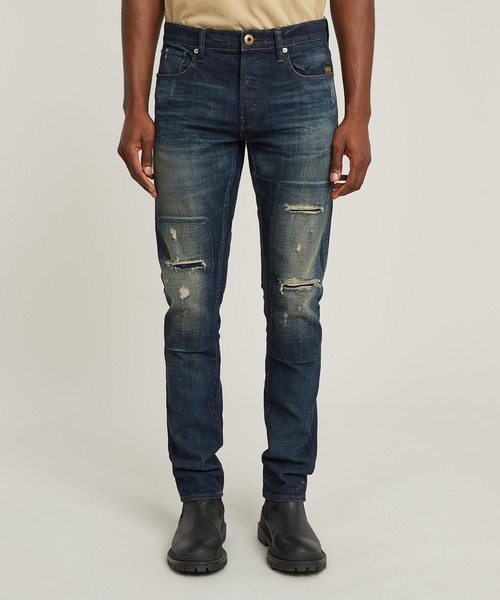 G-STAR RAW ジーンズ 3301 SLIM JEANS/ヴィンテージライクベーシックスリムテーパードジーンズ/ダメージ加工 メンズ : ZOZOTOWN Yahoo!店 - 通販 ...