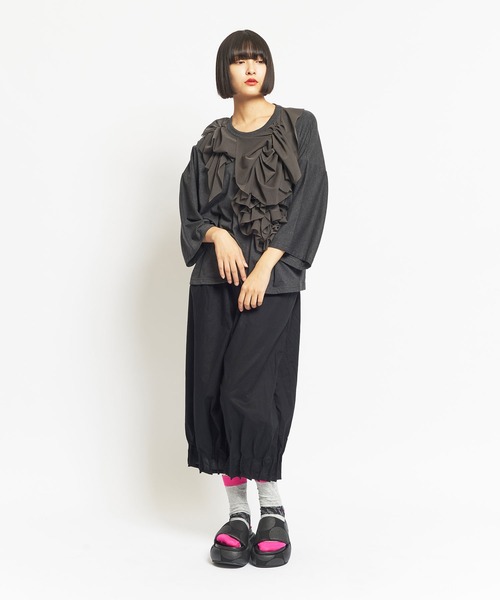 Yahoo!オークション - 「gomme」 7分袖カットソー MEDIUM チャコールグ...