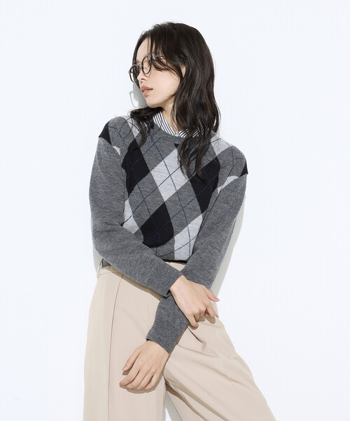 COMME CA（コムサ） ニット セーター アーガイルニット プルオーバー