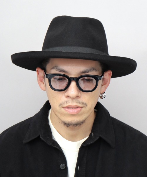 ReqHatter 帽子 ハット ブリムアップ フラットロングブリム フェルト 中折れハット（つば広） メンズ レディース ...