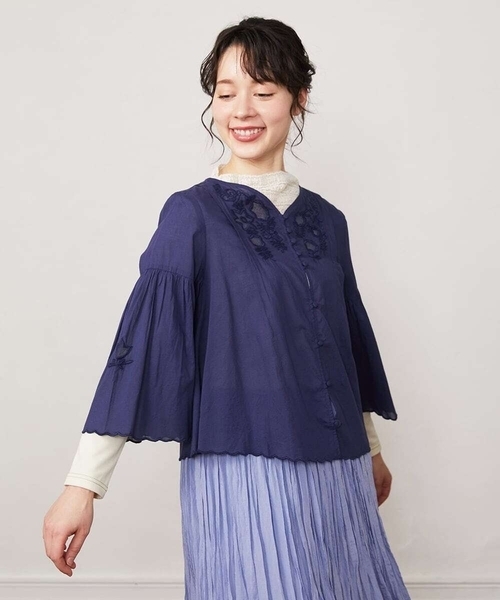 Jocomomola（ホコモモラ） ブラウス シャツ フラワーメッシュ