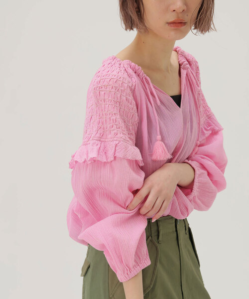 Yahoo!オークション - 「SLOBE citron.」 長袖ブラウス - ホワイト レ...