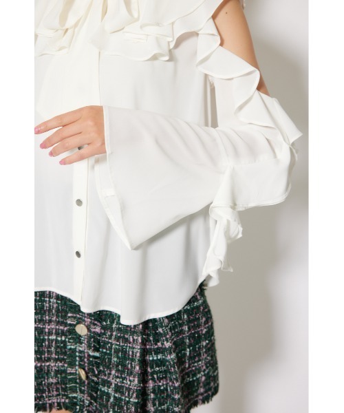 rienda（リエンダ） ブラウス シャツ フリルスリーブビッグカラー