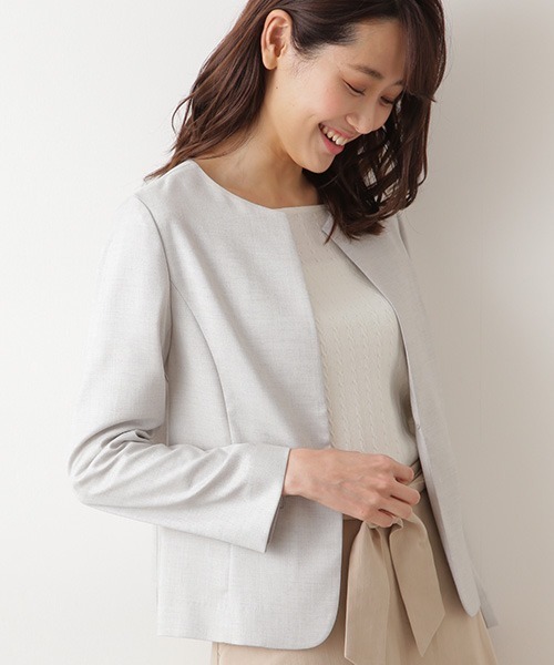 NATURAL BEAUTY BASIC 「NATURAL BASIC」 ノーカラージャケット SMALL グレー レディース : ZOZOTOWN Yahoo!店 - 通販 - Yahoo ...