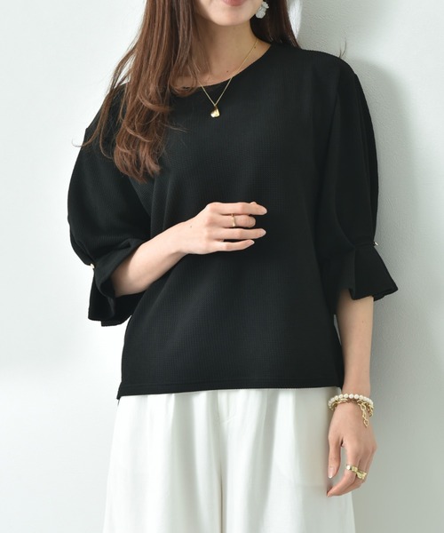 INTERPLANET tシャツ フクレジャガード袖口タックデザインプルオーバー レディース : ZOZOTOWN Yahoo!店 - 通販 - Yahoo!ショッピング