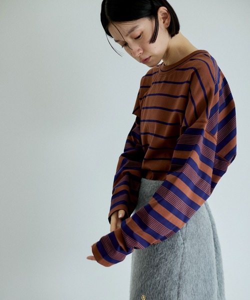 ADAM ET ROPE' tシャツ 「洗える」ボーダー2WAYロンTEE レディース : ZOZOTOWN Yahoo!店 - 通販 - Yahoo!ショッピング