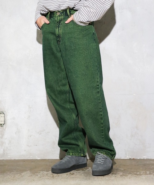GUNG HO（ファッション） ジーンズ HO / ガンホー DENIM TAPARED PANTS OVER DYE ワイドデニムパンツ オーバーダイ カラーデニム メン ...