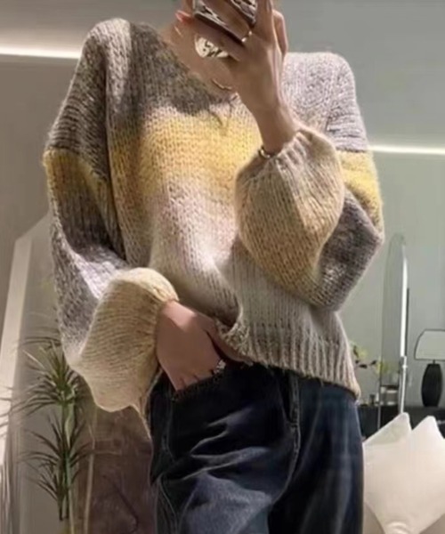 SETUP7 ニット セーター 「SETUP7」Vネックグラデーションニット KNF037 レディース : ZOZOTOWN Yahoo!店 - 通販 - Yahoo!ショッピング