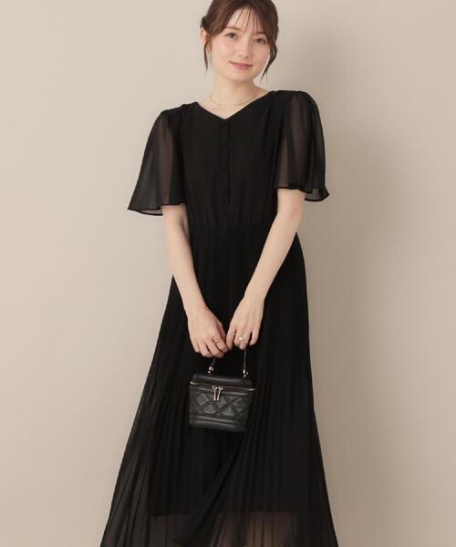 クチュールブローチ（Couture Brooch）/【配色・通勤】シフォンプリーツ ワンピース Couture Brooch（クチュール ブローチ） ワンピース 「二の腕カバー