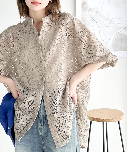 classicalelf シャツ ブラウス コーディネートの主役に。2wayパネルレースバンドカラーシャツ レディース : ZOZOTOWN Yahoo!店 - 通販 - Yahoo!ショッピング