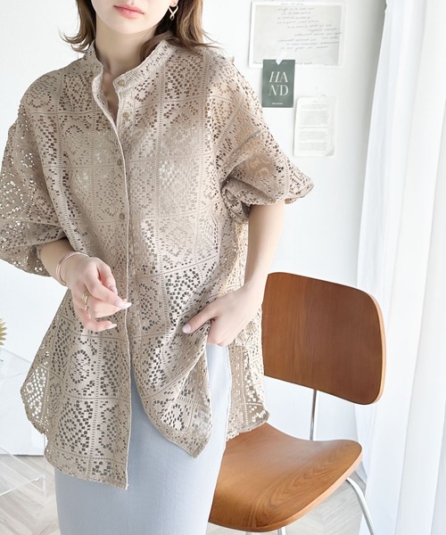 classicalelf シャツ ブラウス コーディネートの主役に。2wayパネルレースバンドカラーシャツ レディース : ZOZOTOWN Yahoo!店 - 通販 - Yahoo!ショッピング