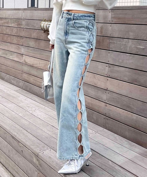 SPIRALGIRL 「SPIRALGIRL」 加工デニムパンツ SMALL ブルー レディース : ZOZOTOWN Yahoo!店 - 通販 - Yahoo!ショッピング